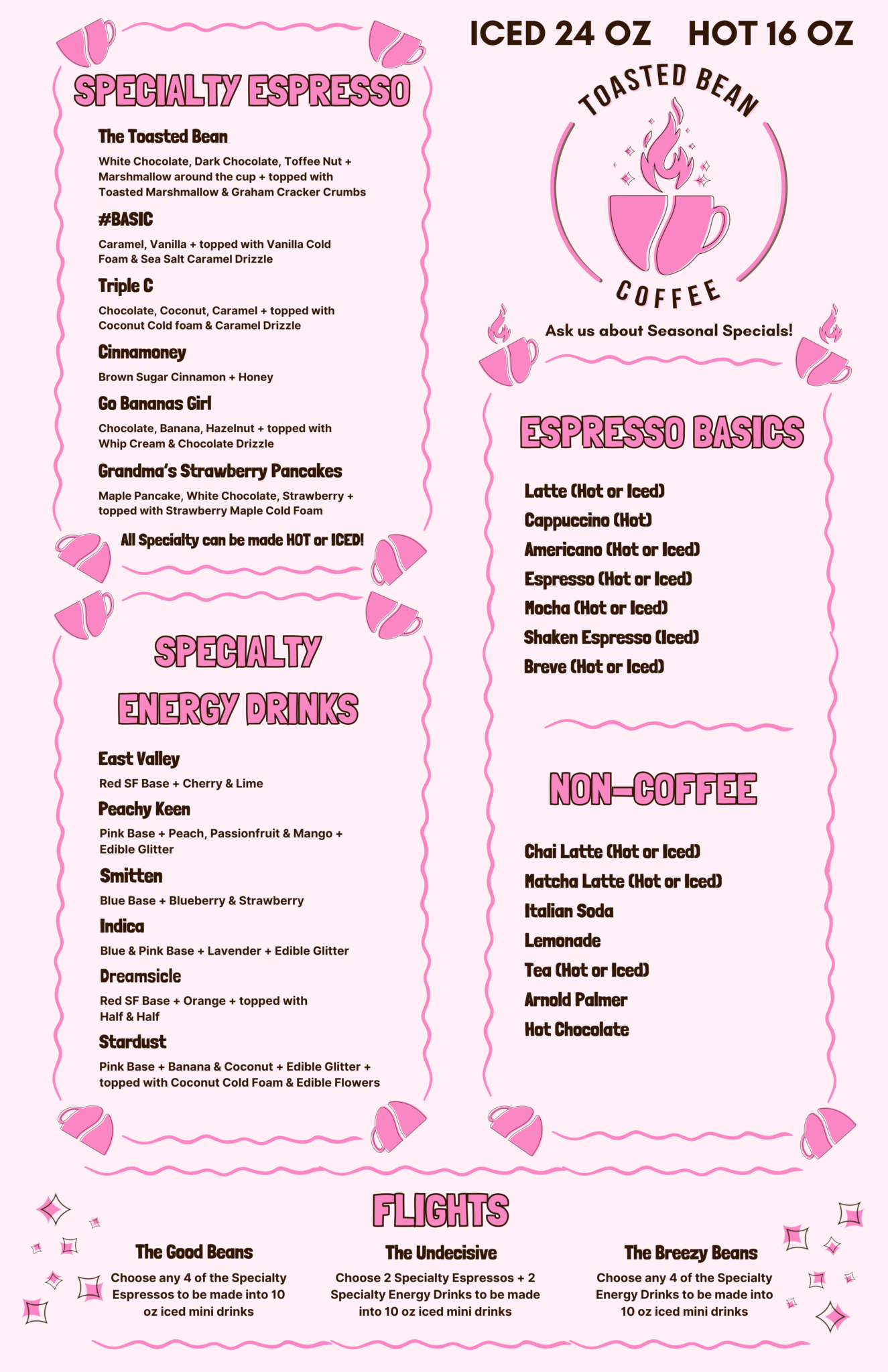 Menu – Toasted Bean Coffee Truck